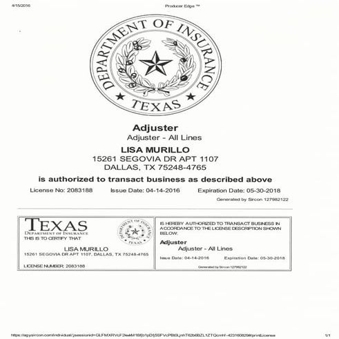 Adjuster License | PDF
