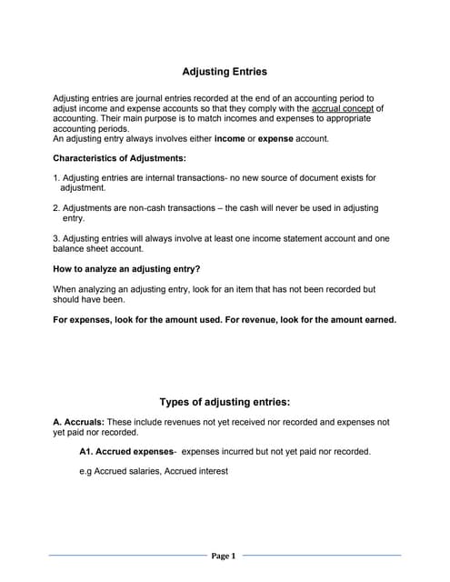 Adjusting Entries | PPT | Business Accounting & Finance | Business