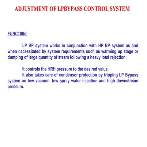HP & LP ByPass System in 600MW power plant | PPTX