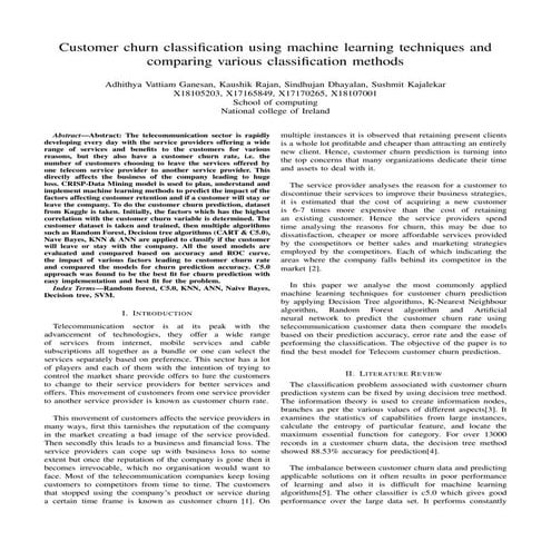 Customer Churn Classification Using Machine Learning Techniques Pdf