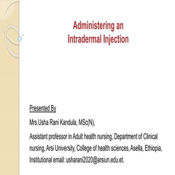Intradermal injection- Introduction, procedure,complications | PPTX