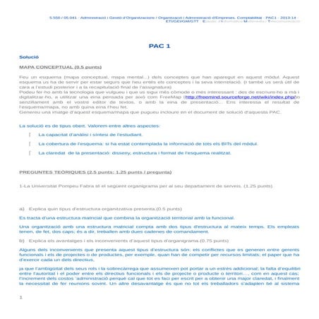 Administració i gestió d'organitzacions - Pac1 - Solució - Lidia Bria | PDF
