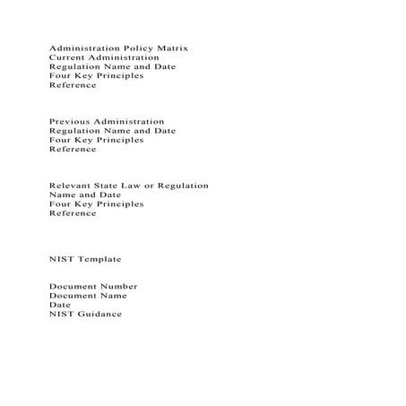 Administration Policy MatrixCurrent AdministrationRegulation Nam.docx