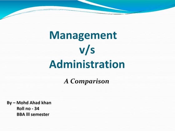 Administration Vs. Management | PPT
