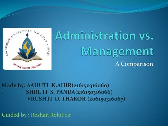 Administration Vs. Management | PPTX
