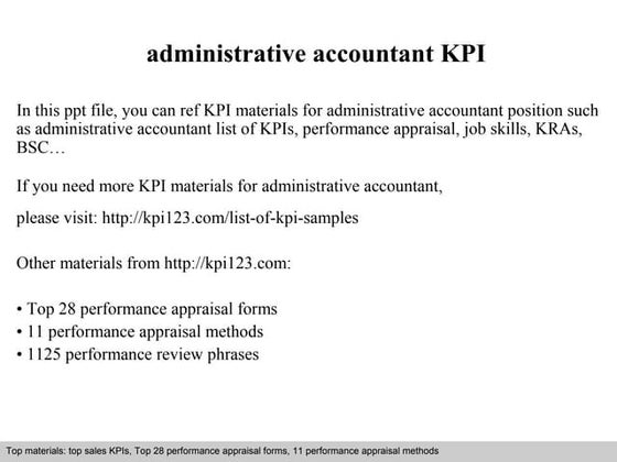 Assistant accountant kpi | PPT | Resume Writing and Advice | Job Search