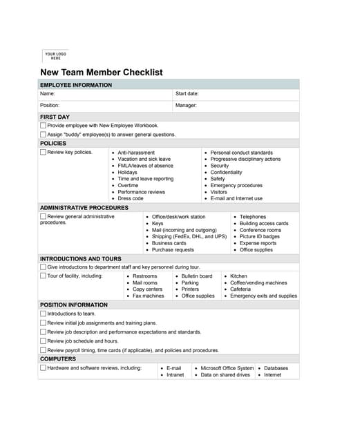 New Employee Checklist | PDF