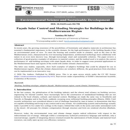 Façade Solar Control and Shading Strategies for Buildings in the ...