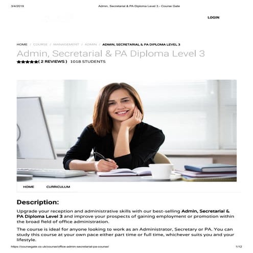 Admin, secretarial & PA diploma level 3 - course gate | PDF