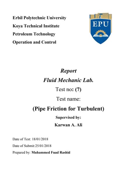 Fluid mechanics Lab Report | PDF