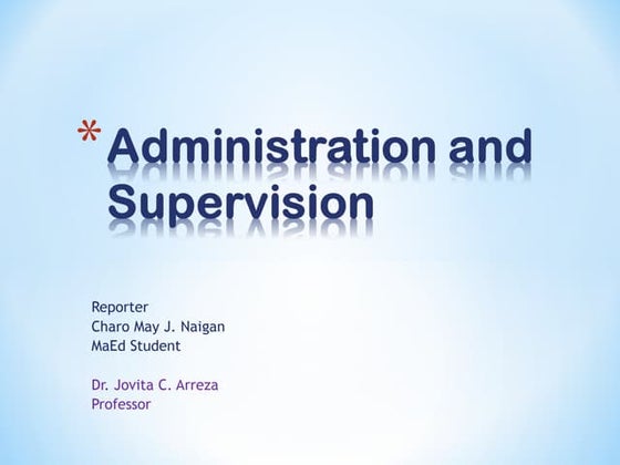 Principle Of Administration And Supervision Pdf Professional School
