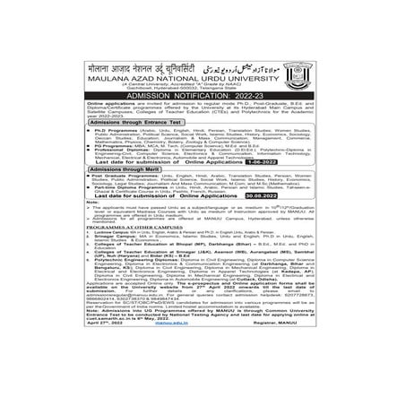 Maulana Azad National Urdu University, Hyderabad | PPTX