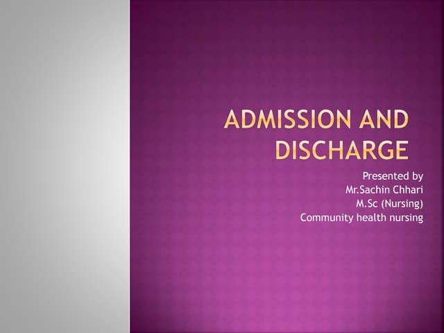 Discharge from hospital in nursing | PPTX