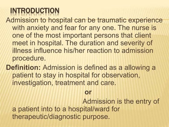 admission procedure in nursing | PPT