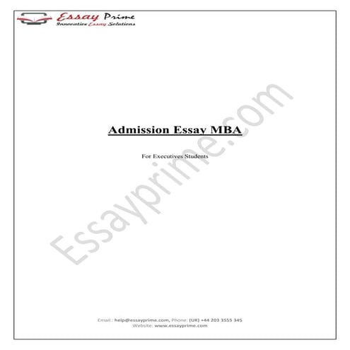 Admission Essay Sample | PDF