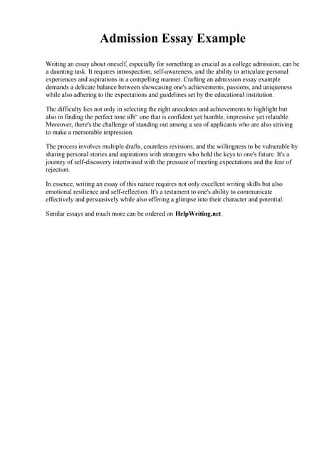 Sample College Personal Essay. Harrington College of Design | PDF