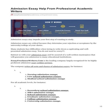 Admission essay help from professional academic writers-essayfreelancewriters.com | College ...