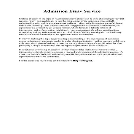 Admission Essay Service. University of Arizona | PDF