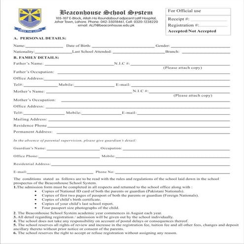 Admission form | PDF