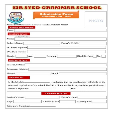 Admission form | PDF