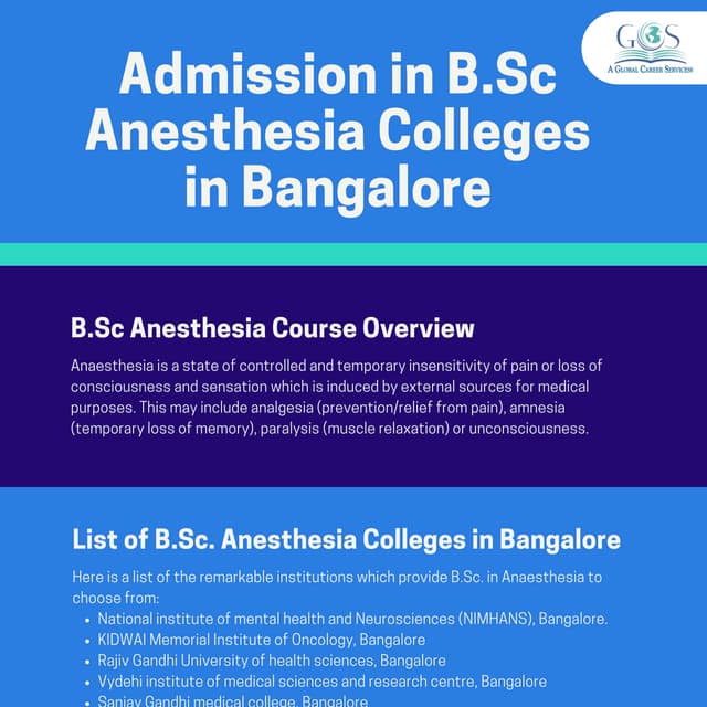 Admission in b.sc anesthesia colleges in bangalore | PDF