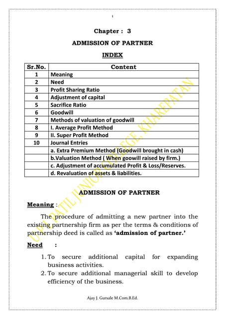 Admission Of A New Partner Accounts | PPT | Business Accounting ...