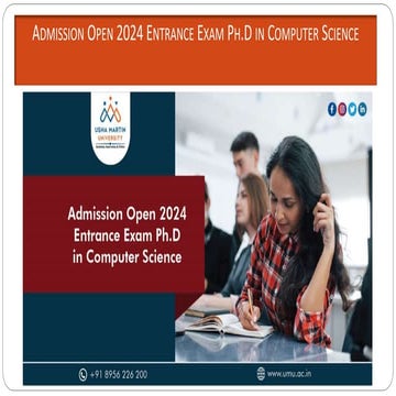 Admission Open 2024 Entrance Exam Ph.D in Computer Science | PPT