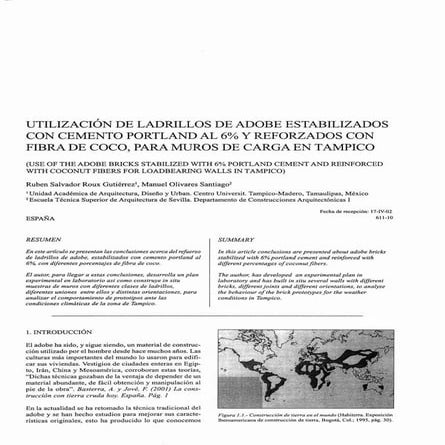 Adobe, cemento, fibra de coco | PDF