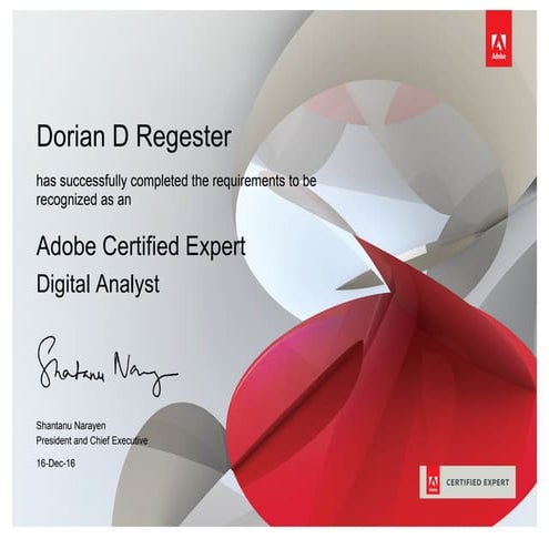 Dorian Regester - Adobe certified expert - Digital Analyst | PPT