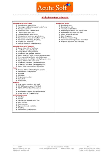 SAP ADOBE FORMS ONLINE TRAINING | PPSX | Desktop Publishing | Computer ...