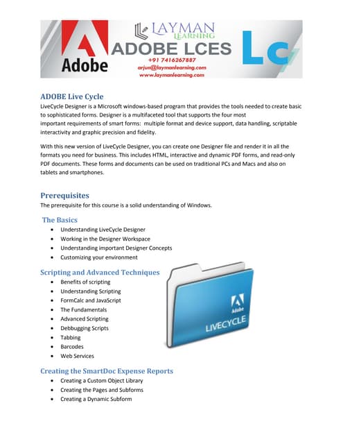 Adobe Live Cycle Livecycle Es4 Developing Applications Adobe® Training Layman Learning Pdf