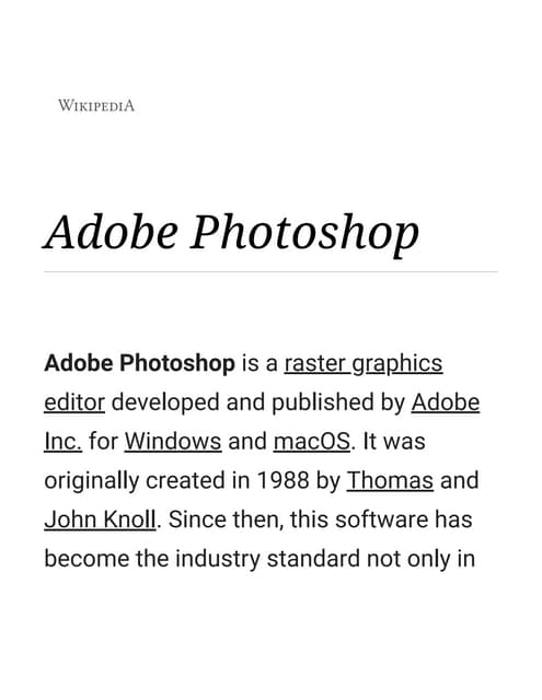 Introduction to adobe Photoshop | PPT