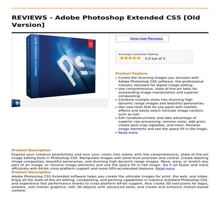 Adobe photoshop extended cs5 [old version] | PDF