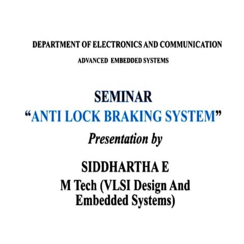 Anti-lock Braking System Power Point Presentation. | PPT