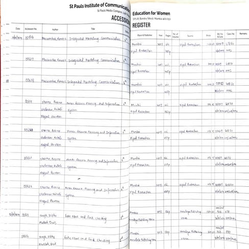 Format of the Accession Register for library | PDF