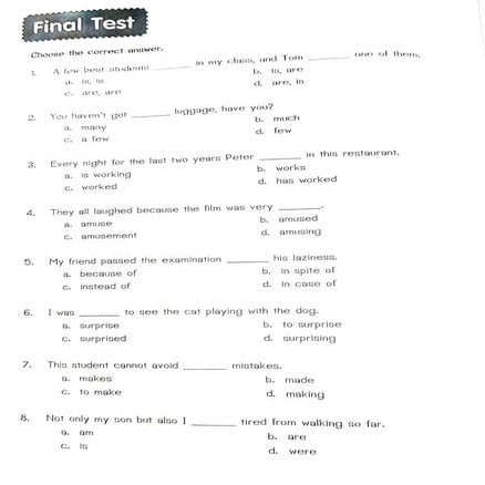grammar test | PDF | Standardized Testing | Educational Assessment