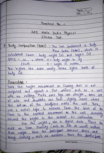 PHYSICAL EDUCATION PRACTICAL FILE ( Class 12th) | PDF