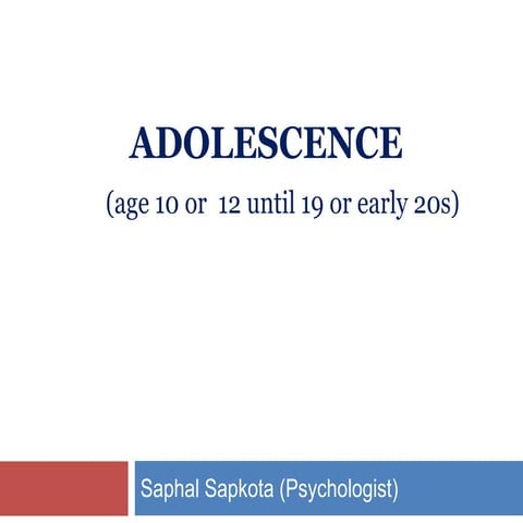 DEVELOPMENTAL CHARACTERISTICS DURING ADOLESCENCE | PPTX