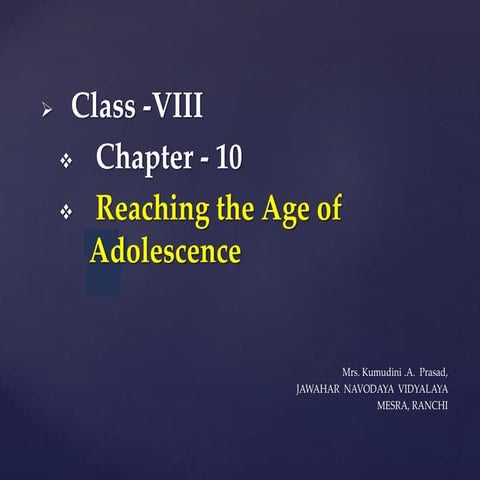 Cbse Class 8 Science - Chapter 10 Reaching the Age of Adolescence PPT | PDF