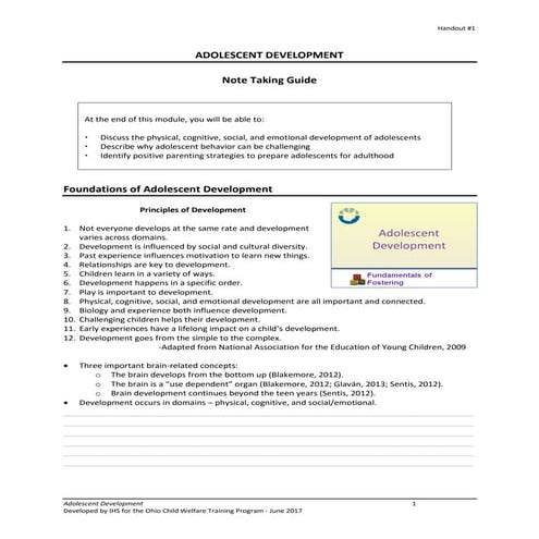 The adolescent brain presentation module 3 | PPT