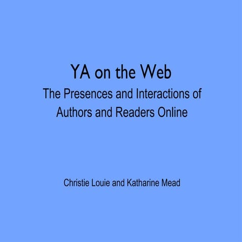 Adolescent Literature Presentation | PPT