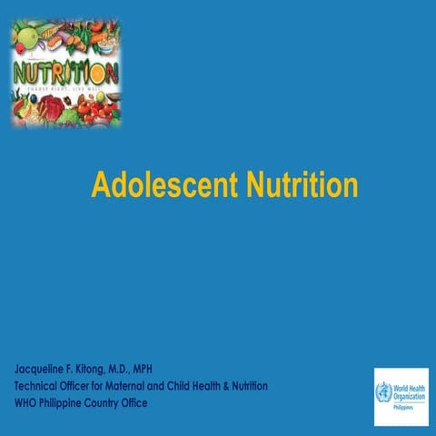 Adolescent Nutrition AND OTHER MEANS OF GROWTH DEVELOPMENT | PPTX