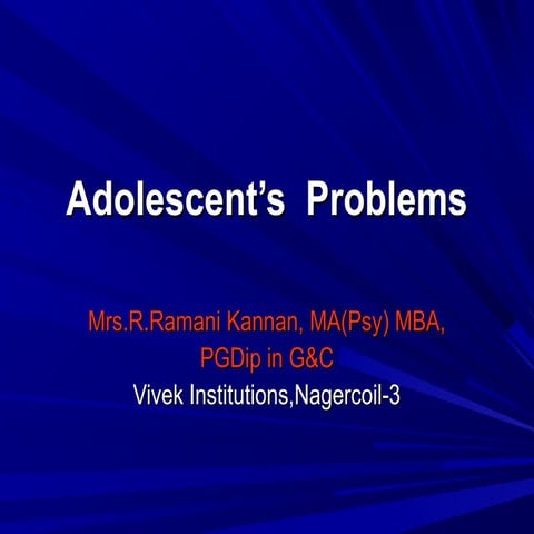 Adolescent's problems | PPT