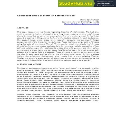 Adolescent Times Of Storm And Stress Revised | PDF