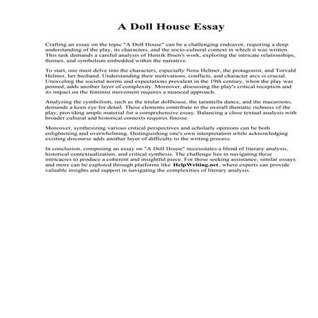 A Dolls House Essay | PDF