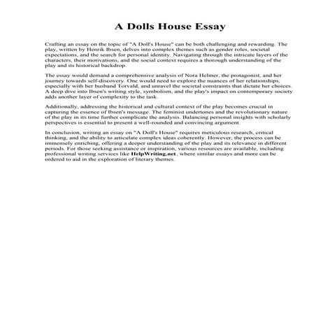 A Dolls House Essay | PDF