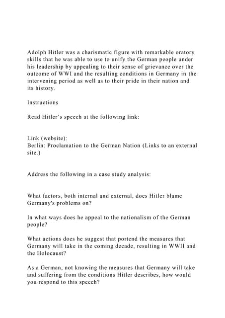 ANALYZING ADOLF HITLER S SPEECH | PDF