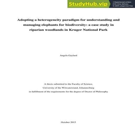 Adopting A Heterogeneity Paradigm For Understanding And Managing Elephants For Biodiversity A