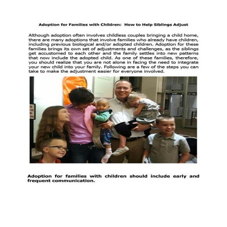 Adoption for Families with Children: How to Help Siblings Adjust | PDF
