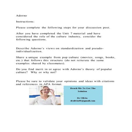 AdornoInstructionsPlease complete the following steps for y | DOCX